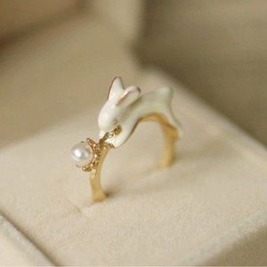 Jewelry | Gold Rabbit Ring With Pearl Accent | Poshmark